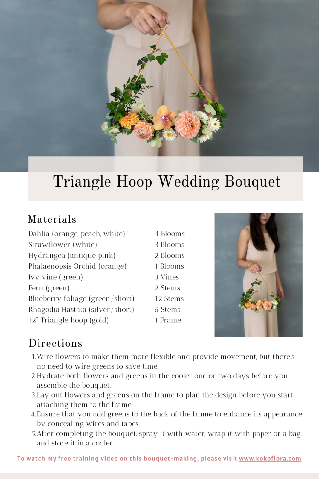 Bouquet Recipe: How to Make a Triangle Hoop Wedding Bouquet - kokofloral.com